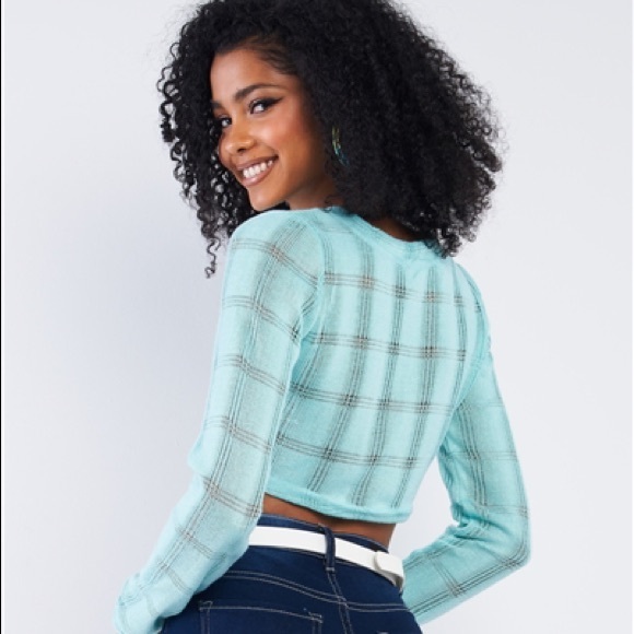 Sweaters | Tiffany Bluecolored Cropped Knit Sweater New Boutique | Poshmark